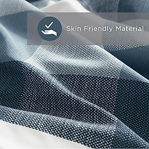 Hyde Lane Plaid Twin Comforter Set for Teen, Farmhouse Comforter Twin Size Bed, Blue and White Comforter, Grid Buffalo Lightweight 3 Pieces Bed Sets Includes 1 Comforter, 1 Shams (66 x 90 Inch)