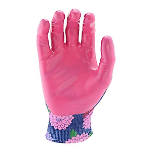 Miracle-Gro Women's Nitrile Coated Grip Floral Pattern Gardening Work Gloves 3-Pack, Extreme Comfort, Excellent Grip, Water Resistant, Pink/Purple, Medium, (MG37126/WML)