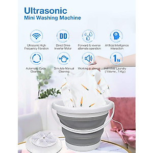 Portable Washing Machine, Mini Washing Machine with Foldable Laundry Bucket,Portable Turbo Washer by for Socks Underwear Bra, Travel Business Trip or College Rooms