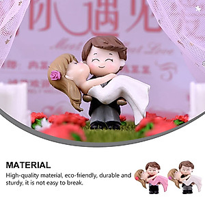 NUOBESTY Cake Ornament Wedding, Groom and Bride Couple Figures Resin Decoration for Wedding Engagement Bridal Shower Ornament 2pcs Wedding Decor