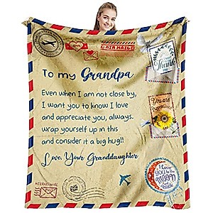 Dfaqehk Grandpa Gifts from Grandchildren, Fathers Day Birthday Gifts for Grandpa, Best Gift for Grandpa from Granddaughter, Unique Grandfather Gift Ideas Throw Blanket 60 x 50 Inch