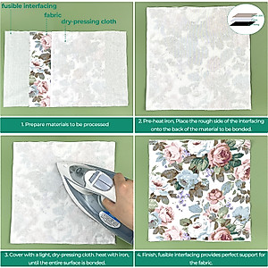 PLANTIONAL Woven Cotton Iron-On Fusible Interfacing, 16.1 inch X 10 Yards White Heavy Weight 100% Cotton Single Sided Interfacing Fabric Iron on Interfacing for fabric Sewing and DIY Crafts Supplies