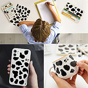 600Pcs Cow Print Stickers, Self-Adhesive Wall Decals Vinyl Print, Black Waterproof Animal Stickers for Cow Themed Bathroom, Nursery, Bedroom and Living Room Wall Decor
