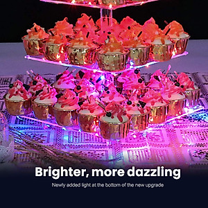 YestBuy 3 Tier Shelf Cupcake Stand (Pink) + 5 Tier Premium Cupcake Holder(Colorful)