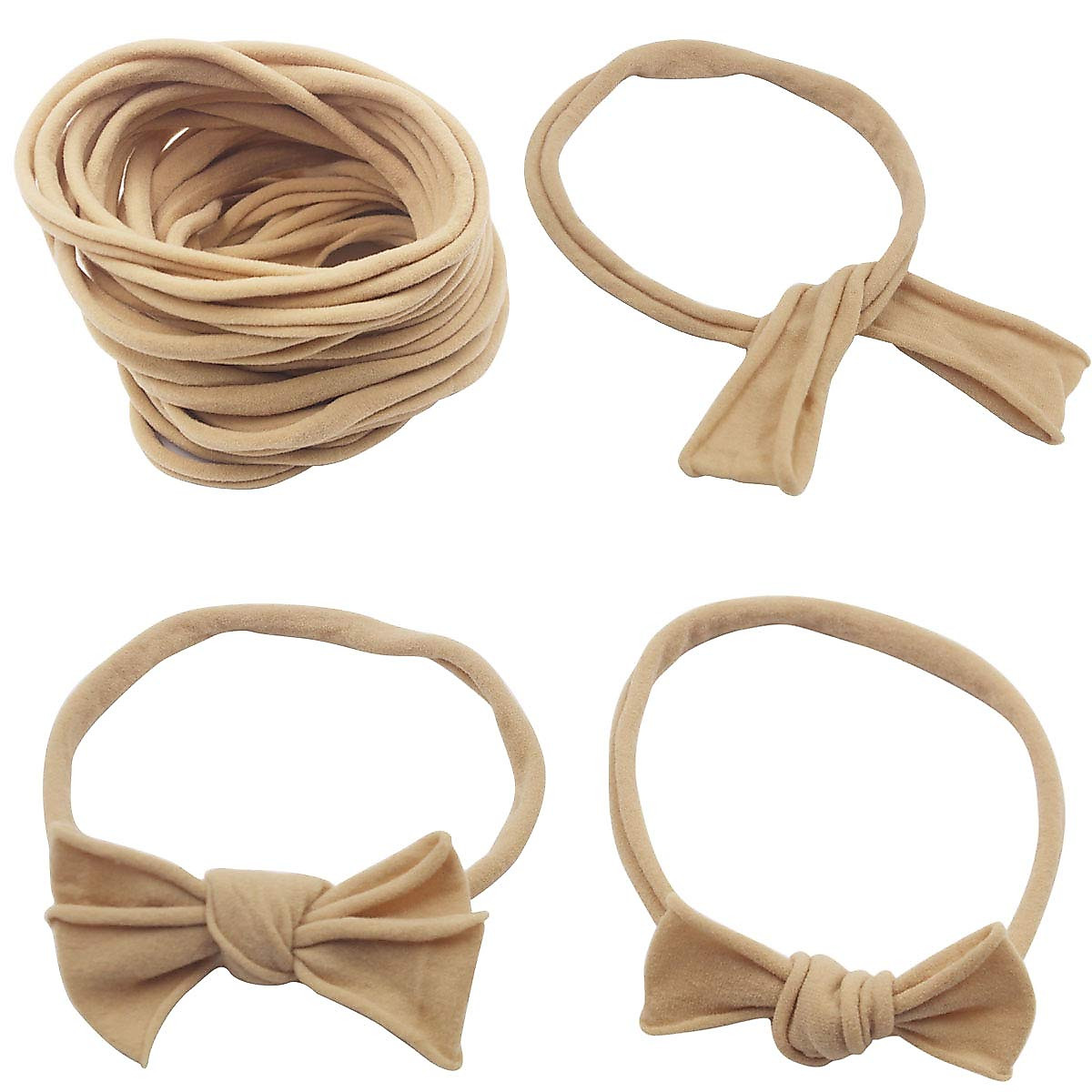 Qearl 60 Pack Soft Stretchy DIY Nylon Headbands Hair Bands Bows DIY Accessory for Newborn Baby Girls with Box