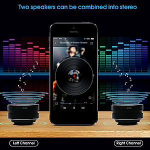 Irfora 2 Packs Wirelessly BT Speaker Bone Conduction Speakers Mini Portable Loud Stereo Sound Built-in Mic Sound Box Black