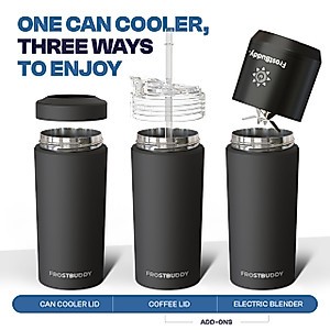Frost Buddy Universal XL Can Cooler - Fits All - For 12, 16, 20, and 24 ounce Bottles - Insulated Double-Walled Stainless Steel (Black Wood)