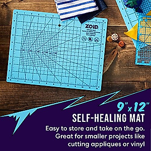Zoid 9" x 12" Self-Healing Cutting Mat, PVC Grid Mat, Crafting and Sewing Mat for Multiple Projects, Arts and Crafts, Silhouette Cutting, Cyan/Purple BP