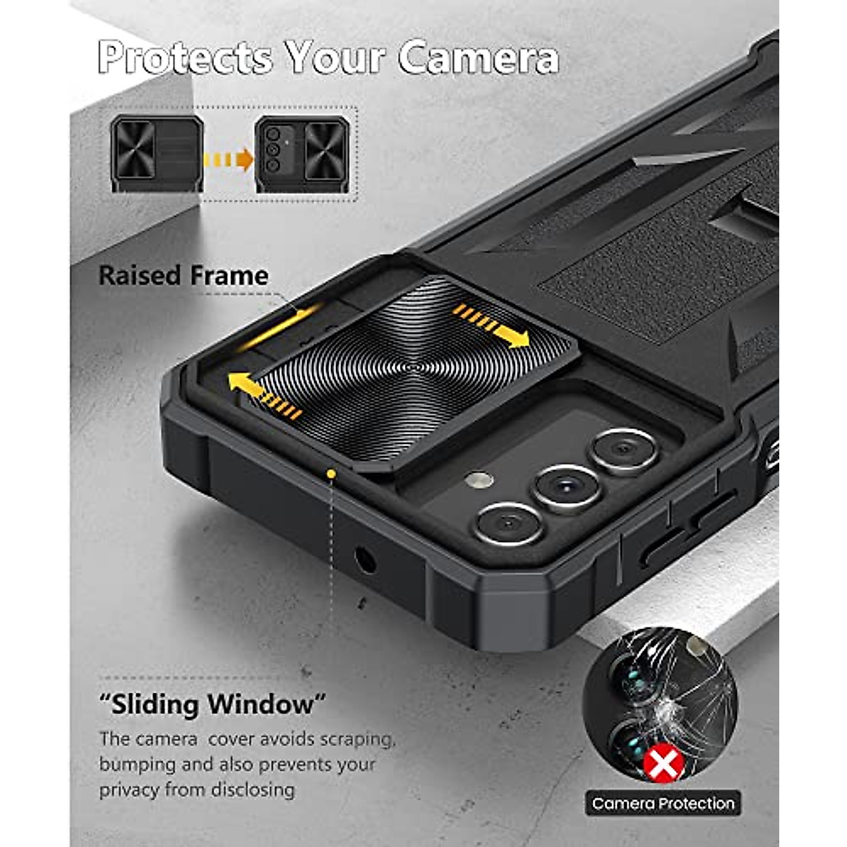 Case for Samsung Galaxy A13 5G: Military Grade Drop Proof Protection Rugged Protective A13 5G/4G Phone Cover with Belt Clip Holster Kickstand & Slide - Shockproof TPU Matte Textured Bumper - Black