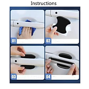 HUARXUNEG 8pcs Car Door Handle Scratched Protective Film Side Stick Scratched Door Protector Film Car Door Handle Reflective Strip Sticker Suitable for Most Car Models Black Honeycomb Pattern