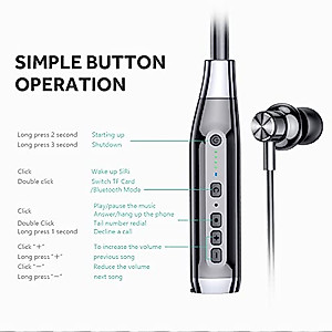 LHJRY 100 Hours Playtime Bluetooth Headphones with Mic, Magnetic, TF Card Slot, Light&Comfortable Wireless Neckband Headset, IPX5 Waterproof Sport Earbuds for Home Office Gym