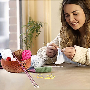 tchrules Wooden Yarn Bowl for Crocheting, Crochet Bowl with Holes Tangles Arbitrary, Yarn Ball Holder for Knitting Craft, Handmade Yarn Bowl Organizer Knitting Crochet Supplies