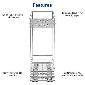 Lepatape Pull Out Cabinet Organizer Cabinet 2-Tier Pull Out Shelves Kitchen Cabinet Organizer (7" W x 21" D x 17" H) Kitchen Organization Slide Out Kitchen Cabinet Storage Shelves Chrome Finish