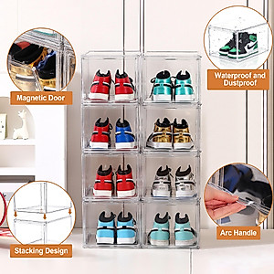 12 Pack Shoe Boxes, Acrylic Clear Shoe Boxes,360°Clear Plastic Stackable Shoe Display Box, Larger Shoe Storage Boxes, Shoe Containers, fit up to Us size 14