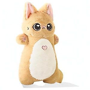 Yickoon 21inch Kawaii Yellow Cat Plush Pillow Cute Long Cat Stuffed Animals Plushies Kawaii Cat Body Pillow for Kids Girls Boys Birthday Christmas