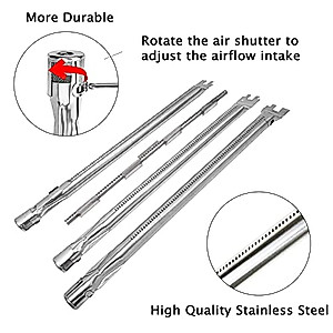 Hisencn 7636 Flavorizer Bars, 69787 Burner Tube Set, 7638 Cooking Grates for Weber Spirit I & II 300 Series, Spirit E310 S310 E320 S320 E330 S330, 15.3" Flavorizer Bars 18" Burner 17.5" Grates