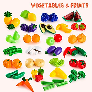 JOYIN 200 Pieces Kids Play Food Toy, Deluxe Pretend Play Set, Kids Kitchen Accessories with Realistic Colors, Toddler Birthday Gift, Party Toys