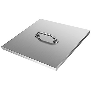 KODOM Fire Pit Burner Pan Cover 27 x 27 Inch, 430 Stainless Steel Fire Pit Cover, 1.5mm Thick Square Fire Pit Lid Fits Drop-in Fire Pit Pan