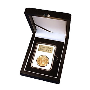 Guardhouse Wood Display Box for NGC/PCGS/Premier/Little Bear Elite Coins in Certified or Certified Style Holders/Slabs (Single Coin, Matte Black Finish)