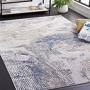 Safavieh Palma Collection Area Rug - 5'5" x 7'7", Beige & Light Blue, Modern Abstract Design, Non-Shedding & Easy Care, Ideal for High Traffic Areas in Living Room, Bedroom (PAM350B)