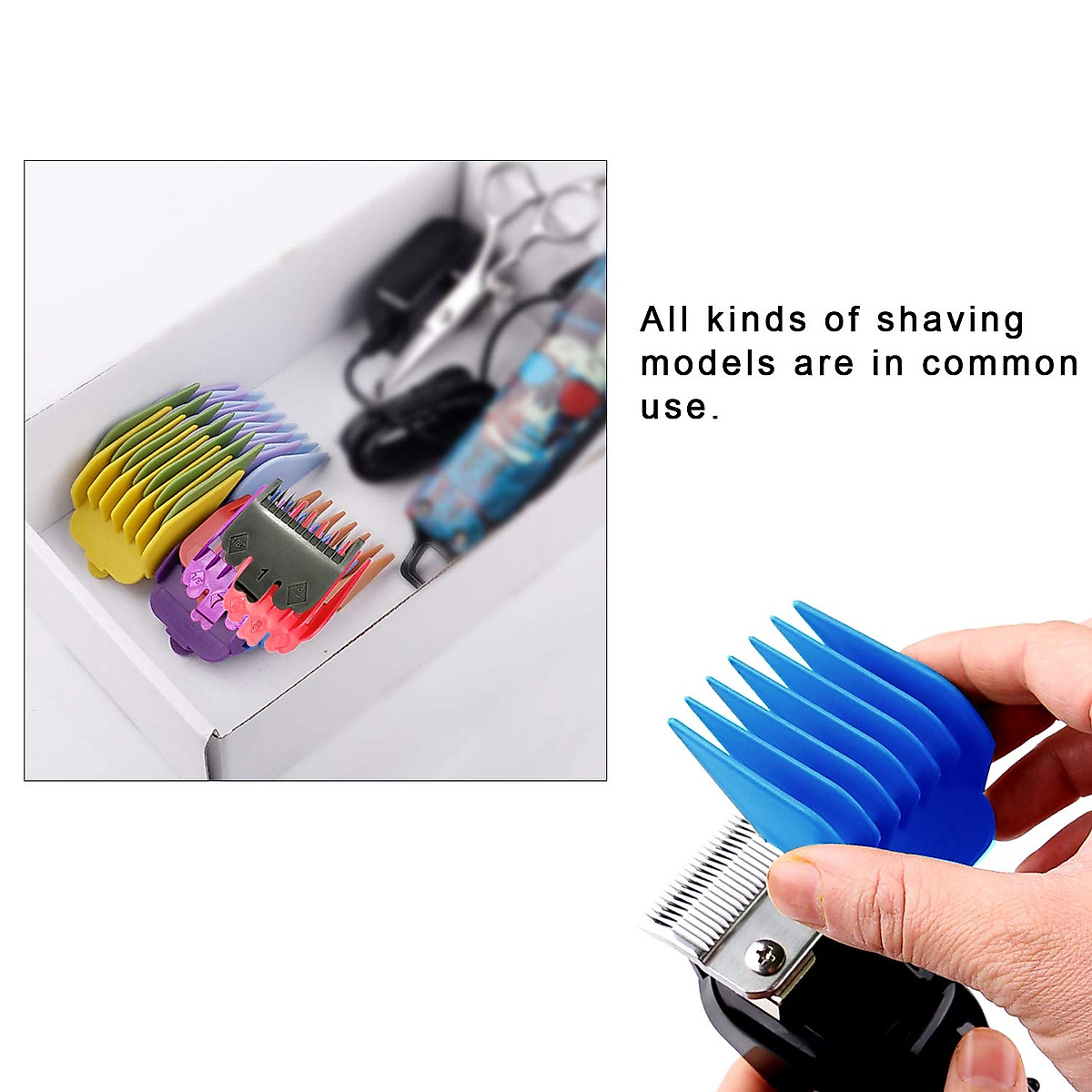 8 Color 8 Length Professional Hair Clipper Guide Combs, Replacement Guards Set, Attachment Guide Combs, Great Fits for All Full-Size Wahl Clippers/Trimmers