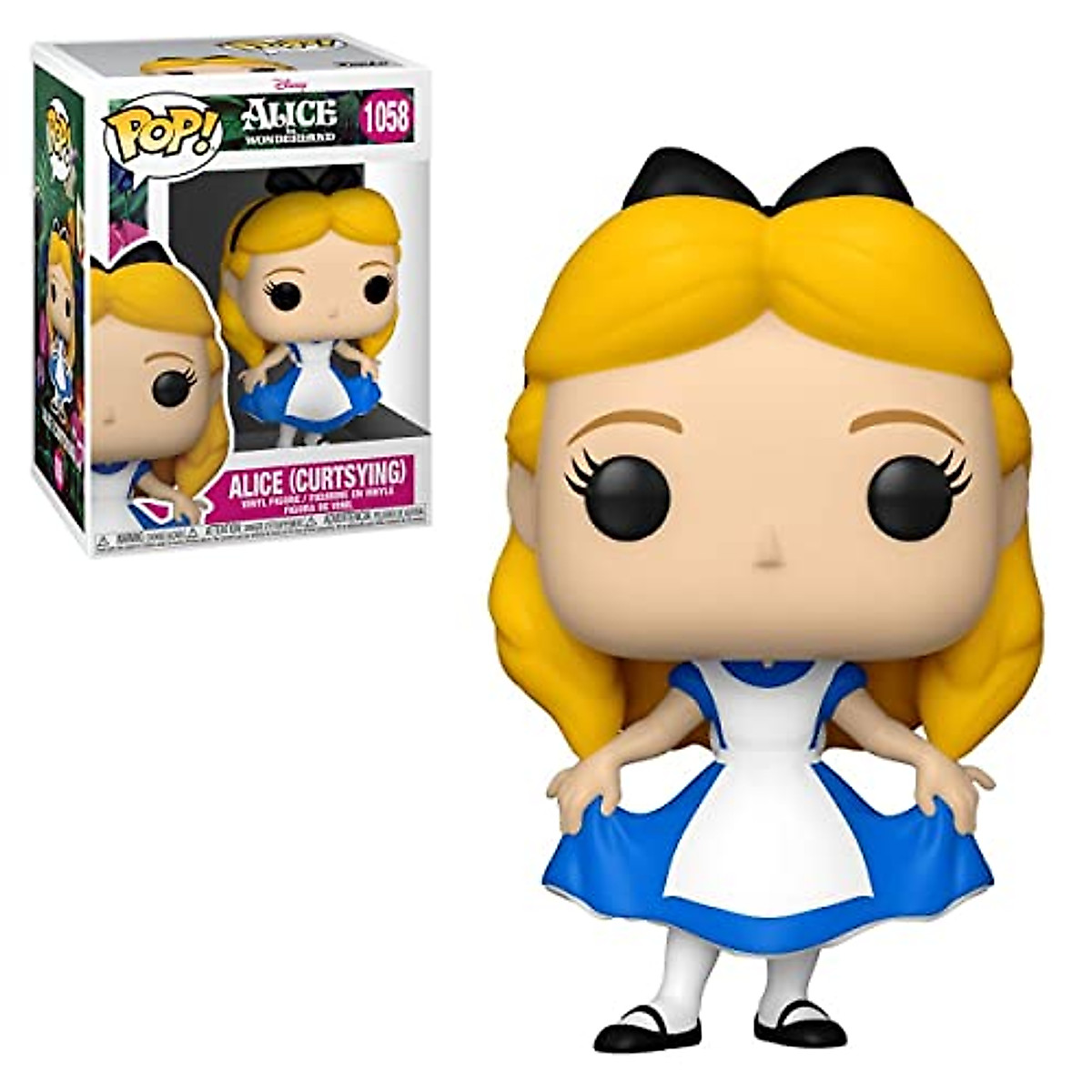 Funko POP Disney: Alice in Wonderland 70th - Alice in Wonderland Curtsying Pop! Vinyl Figure (Bundled with Compatible Pop Box Protector Case), Multicolor, 3.75 inches