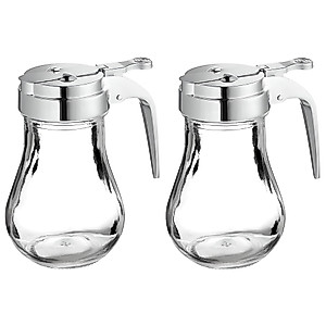 OCS Parts Syrup Dispenser with Lid and Dispensing Thumb Lever | Commercial Grade Liquid Dispensers for Home and Commercial Kitchens (2, 6 OZ)