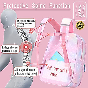 IHZZ Kawaii Backpack, Pink Backpack for Girls, Kid Starry Rainbow Bookbag, Cute Backpack for Kids, Aesthetic Backpack, Pink(3 PCS Set), 3 Pcs-set Pink Kawaii Backpack