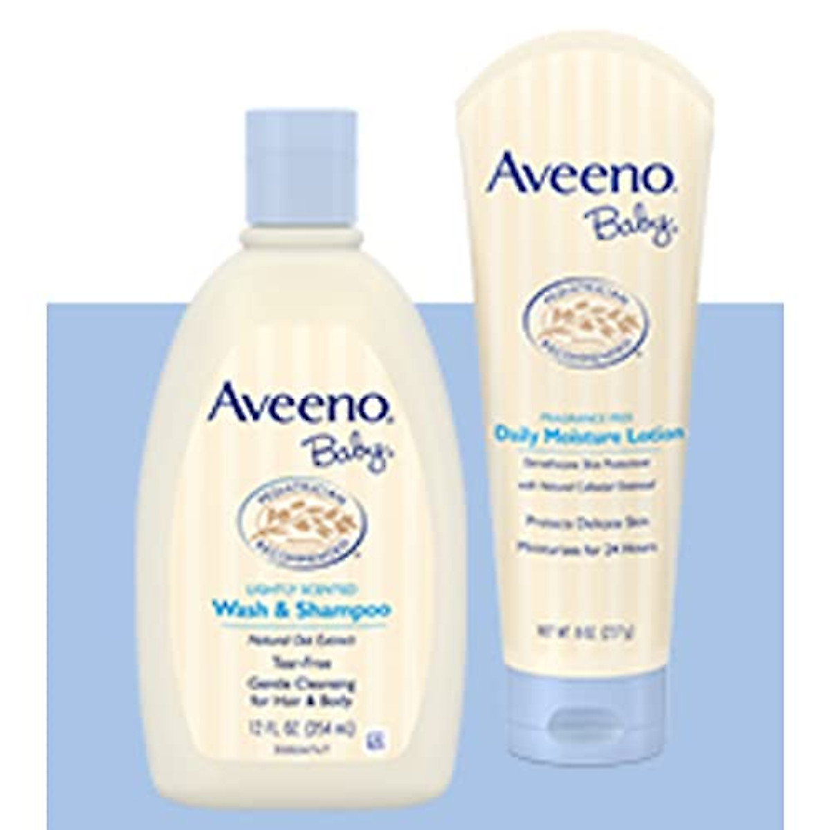 Aveeno Baby Daily Moisture Gentle Body Wash & Shampoo with Oat Extract, 2-in-1 Baby Bath Wash & Hair Shampoo, Tear- & Paraben-Free for Hair & Sensitive Skin, Lightly Scented, 18 fl. oz
