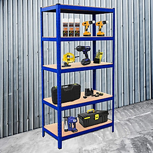 Storage Shelf 150cm x 70cm x 30cm Garage Shelving Units, Heavy Duty Boltless Freestand Racking Shelves for Workshop, Shed, Office Home Garage Storage, Blue 5 Tier (175KG Per Shelf), 875KG Capacity