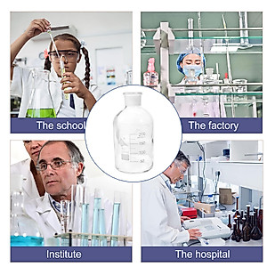 iplusmile Labs Reagent Bottle, 250 mL Soda Glass, Wide Neck with Stopper, Chemistry Sample Glass Bottle with Glass Stopper for Reagent
