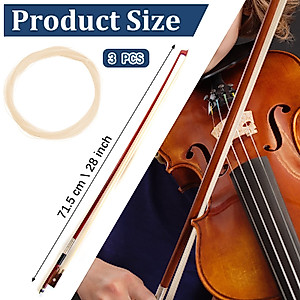 3 Hanks Violin Bow Hair Replacement Kit Violin 31.5 Inches Fiddle Bow Rehair Tools Musical Bow Hair Violin Mongolian Horse Hair for Violin Cello Accessories, White