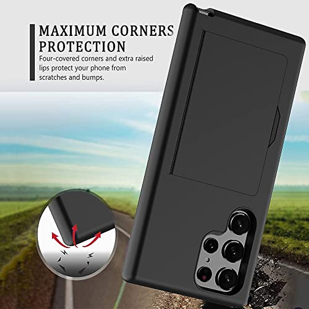 FDTCYDS Samsung Galaxy s22 Ultra Case with Card Holder,Credit Card Slot Protective Wallet Case - Red