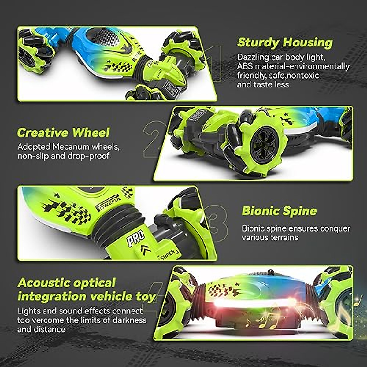 Dysaim Gesture RC Car Hand Controlled Stunt Car for 6-12 yr Boys Girls, 4WD 2.4GHz Remote Control Gesture Sensor Toy Cars Drift Twist Car Offroad with Light Music for Ages 8-13 Kids Birthday Gift