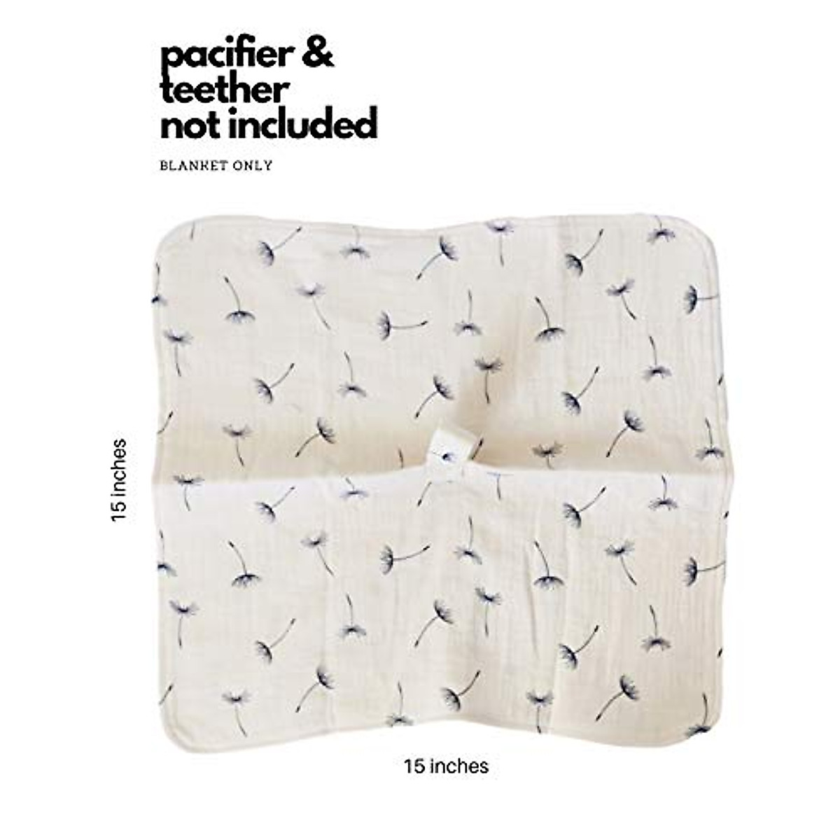 Marlowe & Co Organic Cotton Muslin Baby Blanket with Snap Closure, 100% Organic Cotton Muslin Lovey Blanket with Holder, Blanket Only (Floral Vanilla)