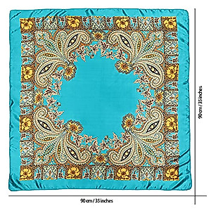 AWAYTR Satin Large Square Head Scarves - 4PCS Silk Like Neck Scarf Hair Sleeping Wraps Lightweight Satin Silk Scarfs for Women (Cashew(Black/Blue/Camel/Beige))