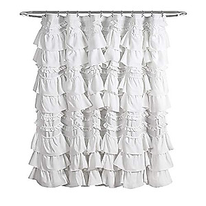 Lush Decor, White Kemmy Shower Curtain, 72" x 72"