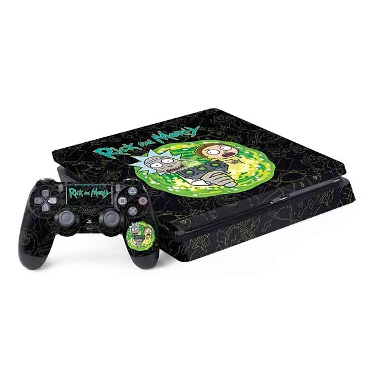 Skinit Decal Gaming Skin Compatible with PS4 Slim Bundle - Officially Licensed Warner Bros Rick and Morty Portal Travel Design