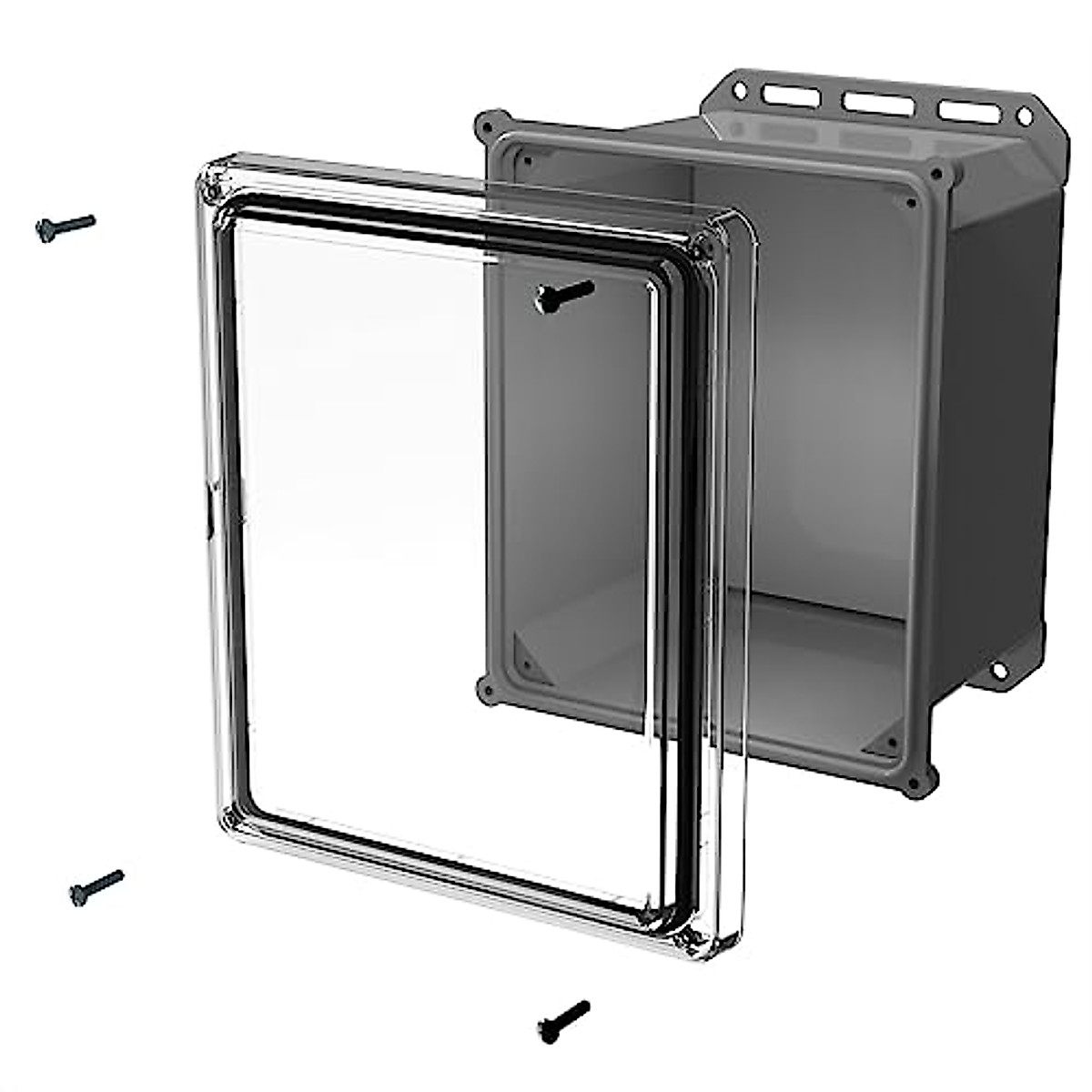 Serpac I352S,TCBG (10.23 x 11.75 x 7.46 in) Polycarbonate IP67 Waterproof UL 508A Plastic Project Junction Box Enclosure with Clear Top Screw Entry Cover and Gray Bottom