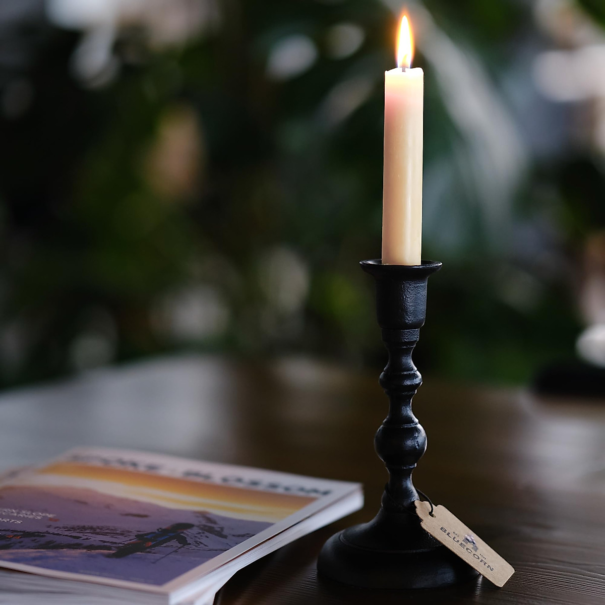 Bluecorn 100% Pure Beeswax Taper Candles | Natural Beeswax Candles, Ivory White Unscented Tapered Candles | 8 Inch Candles, Pair - Two Candlesticks | Soy, Paraffin, & Fragrance Free