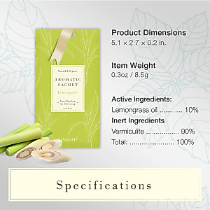 ZingZap Insect Repelling Sachets 10-Pack, Repels Ants, Fleas, Moths, Mosquitoes, Roaches & More, All-Natural Refreshing Scent, Lasting Effectiveness, Non-Toxic Lemongrass