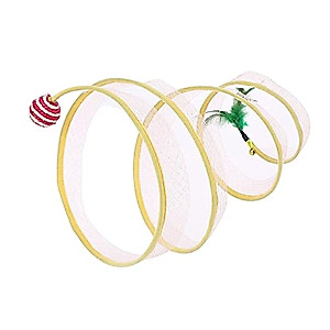 Gralara Cat Tunnel Tube Collapsible Pet Interactive Toy Playing Tent for Puppy Kitten Accessories Home, Sisal Round