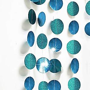 Glitter Teal Blue Star Garland Blue for Party Decorations Hanging Dot Banner Streamer Backdrop Decor for Wedding Birthday Bday Engagement Bridal Shower Bachelorette Graduation Party Supplies