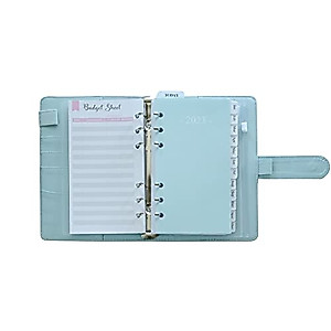 Fan&Ran 2023 Planner Binder Set A6 - Weekly and Monthly Refills, Budget Sheets, Cash Zipper Pocket, Personal Size, Sky Blue