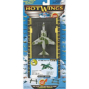 Hot Wings Planes AV-8B Harrier (Green) with Connectible Runway Die Cast Plane