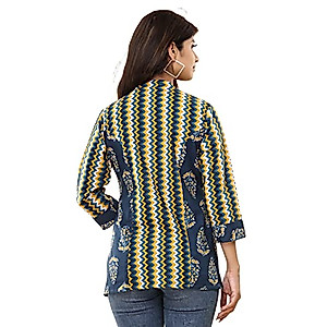 Vihaan IMPEX Zigzag Printed Tunic Casual Kurti Top for Women Shirt for Ladies Multicolor