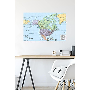 Trends International North America Map 2023 Wall Poster, 34L x 22.4W, Premium Unframed Version