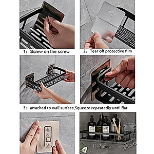 ESFOTO Shower Caddy Shelf Adhesive Bathroom Organizer Wall Mounted 2 Pack Shower Shelves No Drilling Shower Storage Rack Rustproof for Bathroom Kitchen Toilet