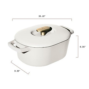 Generic Beautiful 6 Quart Enamel Dutch Oven, White Icing by Drew Barrymore, 456876