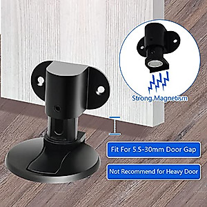 KOLAKO Magnetic Door Stopper, Magnetic Door Stops Black Door Stopper Stainless Steel Magnetic Door Stoppers Floor Adjustable Adhesive Door Catch Invisible Door Holder 2 Pack